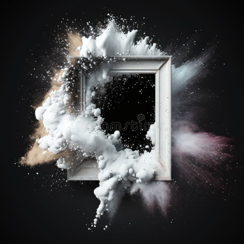 Product Display Frame with White Powder Paint Explosion. Generative Ai ...