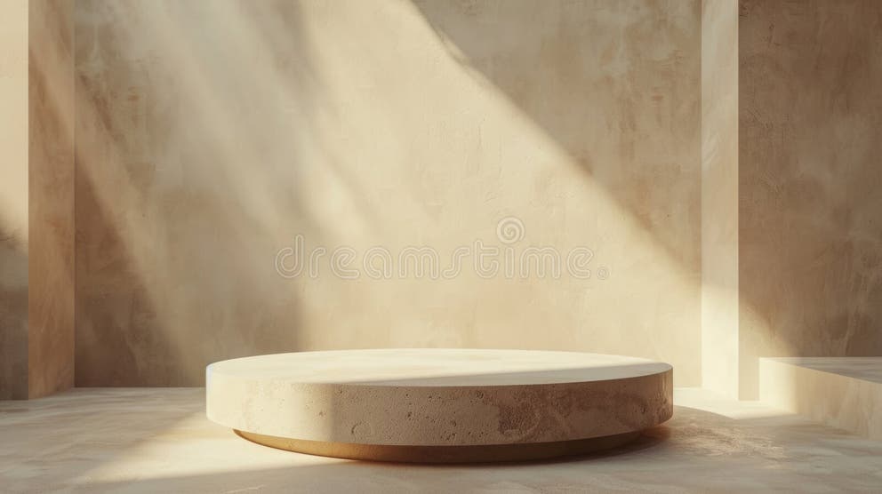 Product Display, Minimalist Product Stand in a Serene, Neutral-toned ...