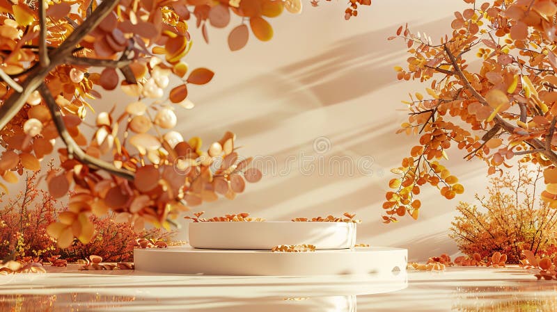 Product Display Podium Backdrop Showing a Luxury Autumn Scene. 3D ...