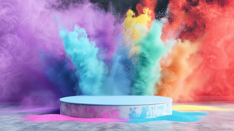 Product Display Podium with Colorful Powder Paint Explosion, with Copy ...