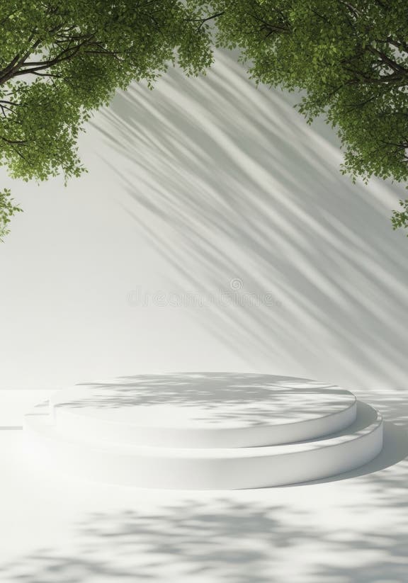 Product Display Stage with Natural Light and Tree Branch Shadows Stock ...