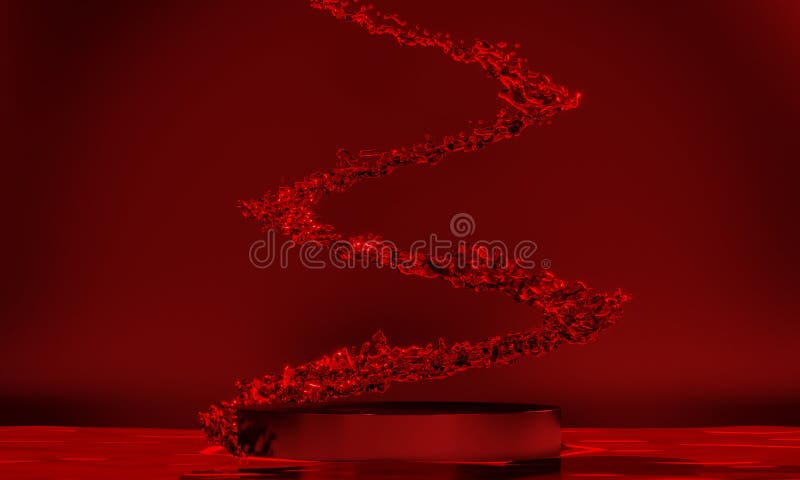 The Product Display Stand and Red Water Splashing on Background Stock ...