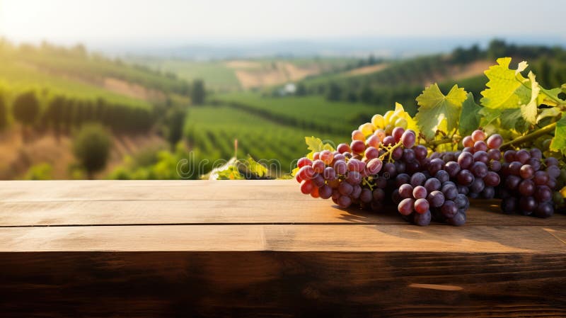 Product Display Template Empty Old Wooden Boards Table with Grape Farm ...