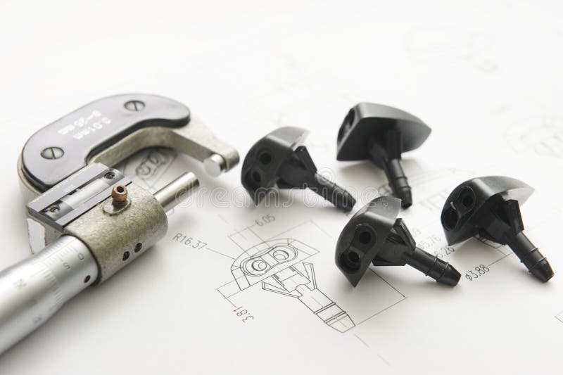 Product Drawing and Measurement Tool Stock Image - Image of micrometer ...