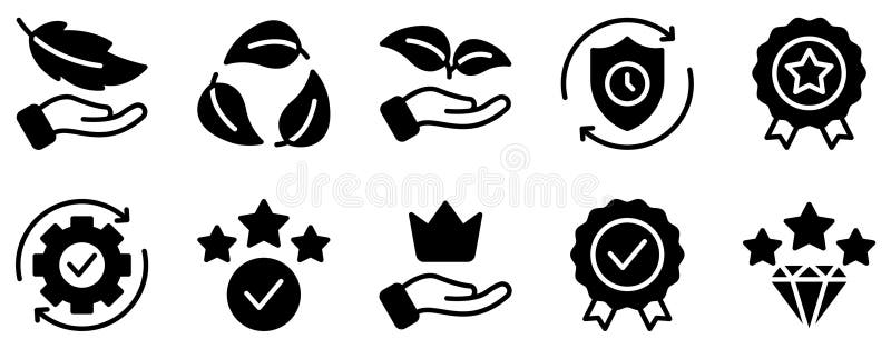 Product Feature Icon Set Highlighting Solid Style Collection for ...