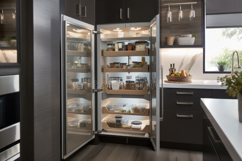 Product-filled Holding Cabinet, Labeled and Visible in Open Concept ...