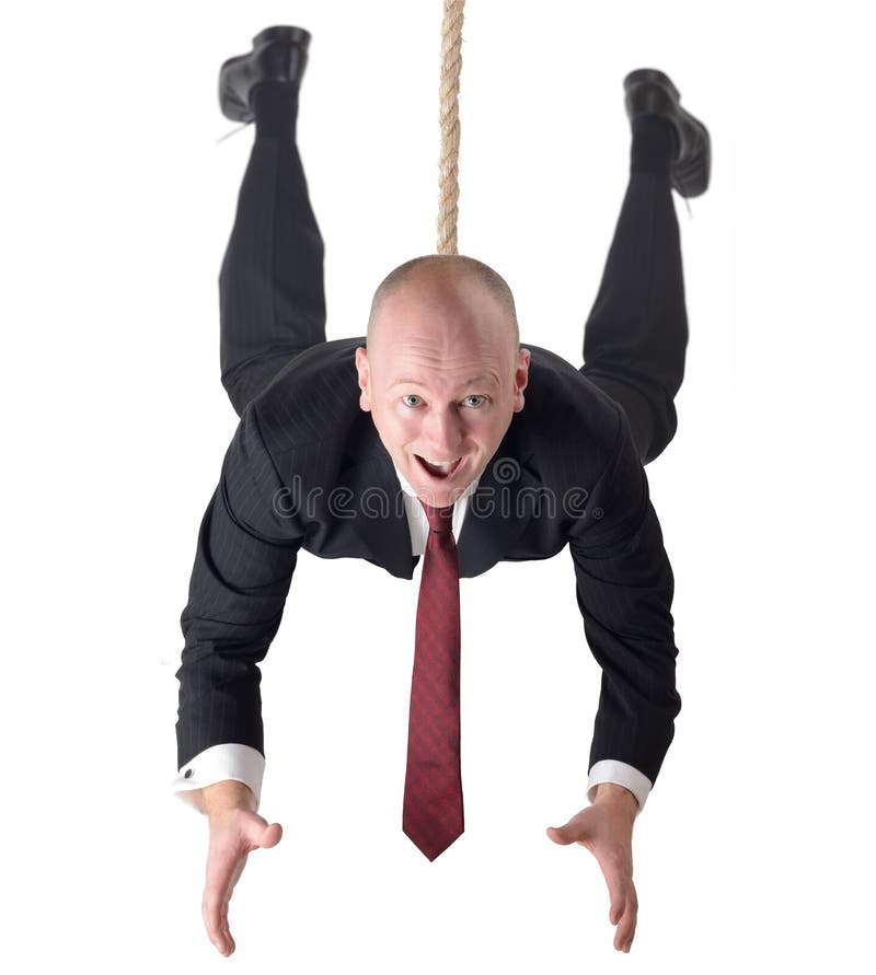 Businessman Hanging on Rope Stock Image - Image of objective, ambitious ...