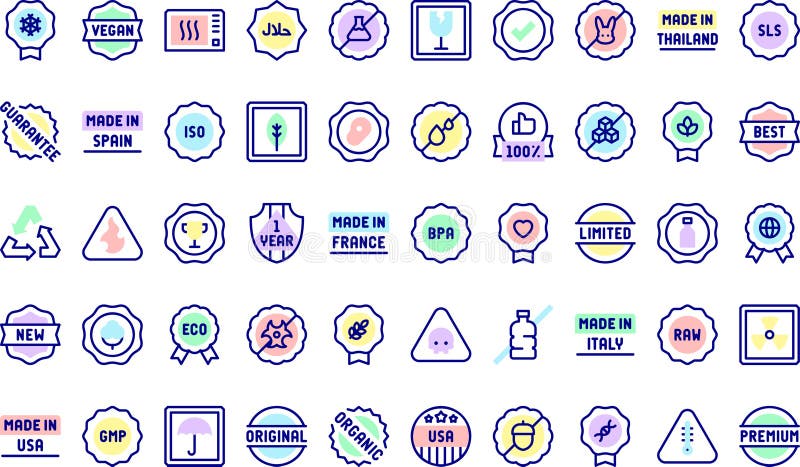 Product Labels Icons Collection is a Vector Illustration with Editable Stroke. Stock Vector ...