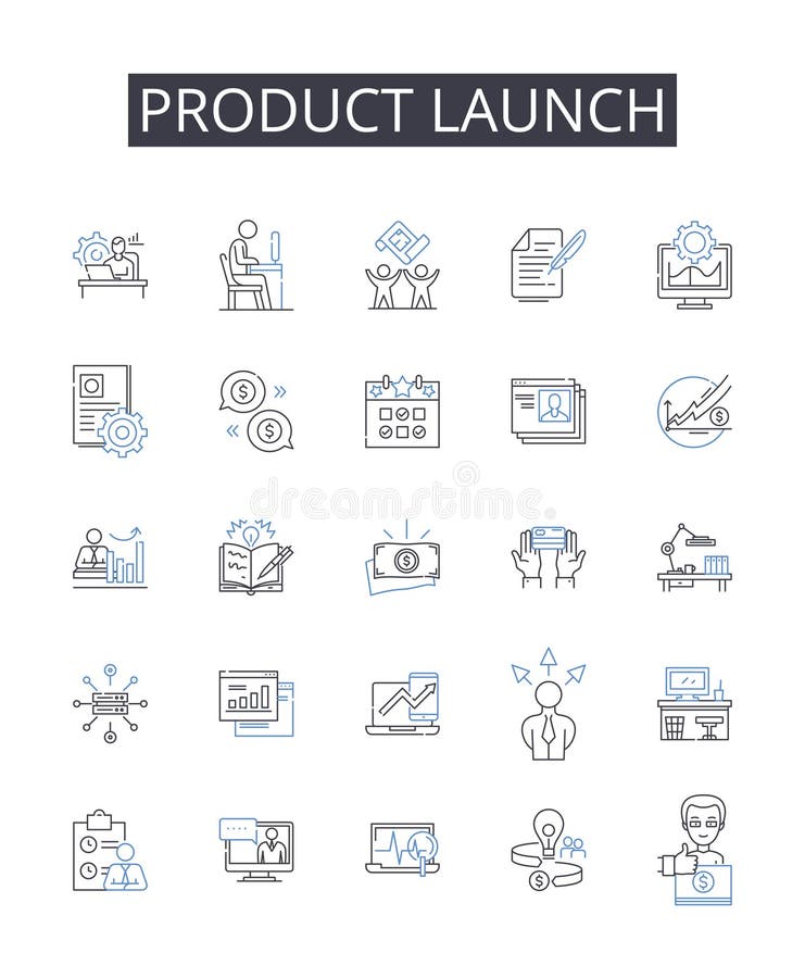 Product Launch Line Icons Collection. Memory, Focus, Attention ...