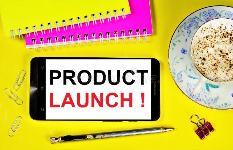 Product Launch. Text Message on the Smartphone Screen. Stock Image ...
