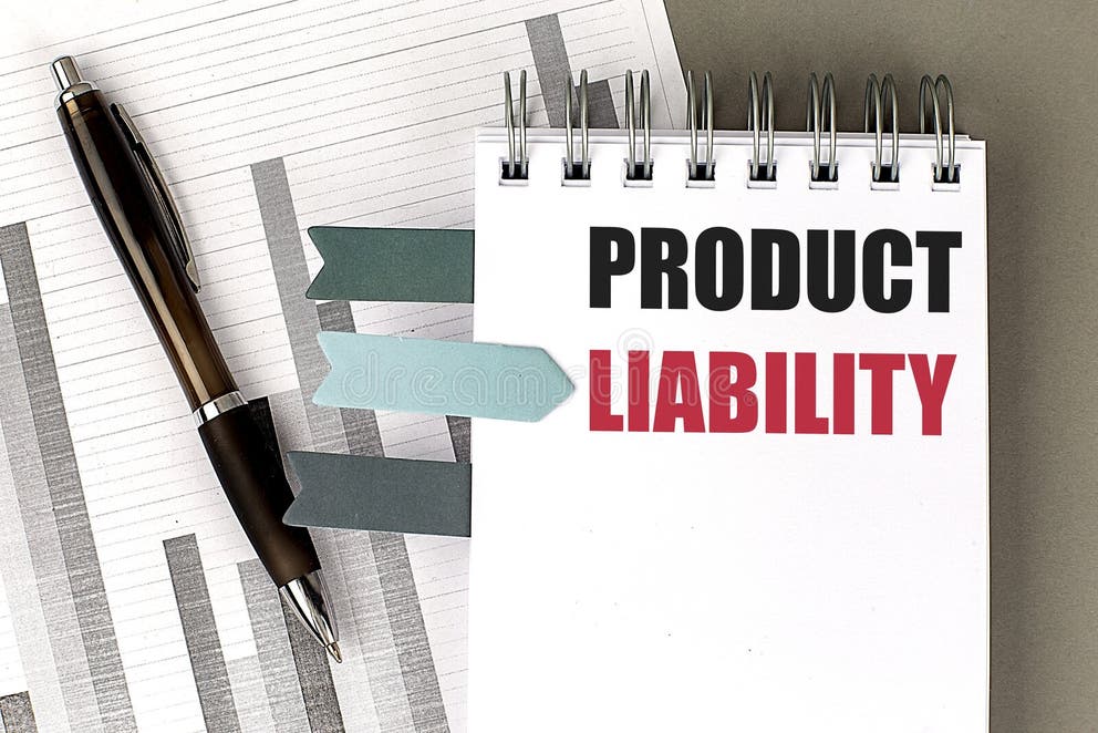 PRODUCT LIABILITY Text on Notebook with Chart on Gray Background Stock ...