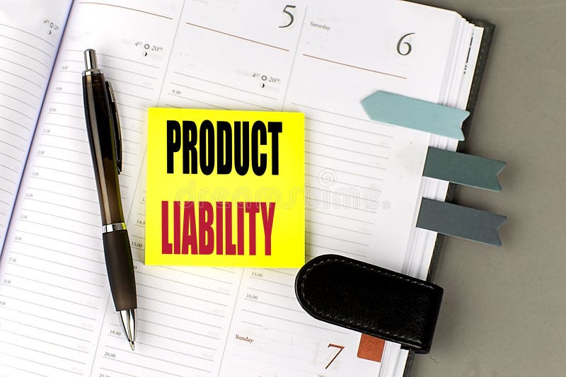 PRODUCT LIABILITY Text Sticky on Dairy on Gray Background Stock Image ...