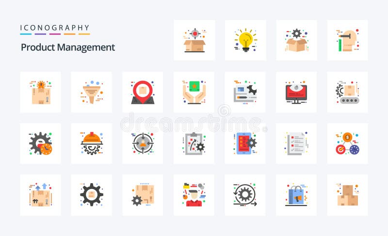 25 Product Management Flat Color Icon Pack Stock Vector - Illustration ...