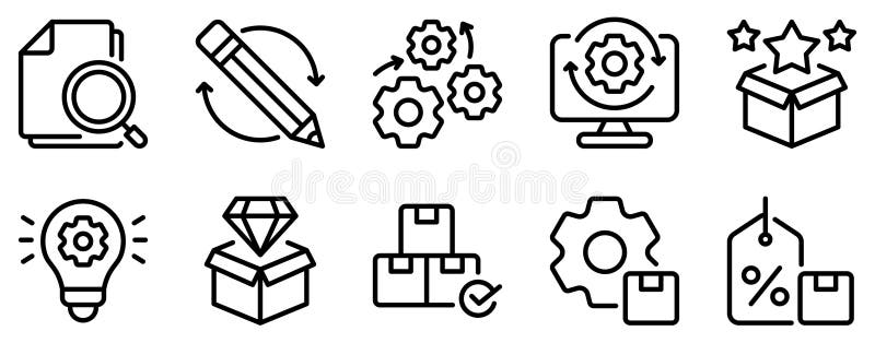 Product Management Icon Set Strategic Line Style Collection for ...