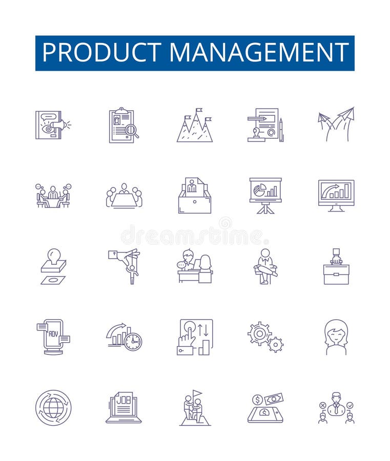 Product Management Line Icons Signs Set. Design Collection of Product ...