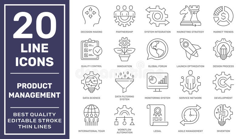 Product Management Related Vector Line Icons. Editable Stroke Stock ...