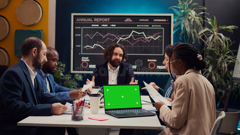 Product Management Team Developing Strategies with Mockup Display Stock ...