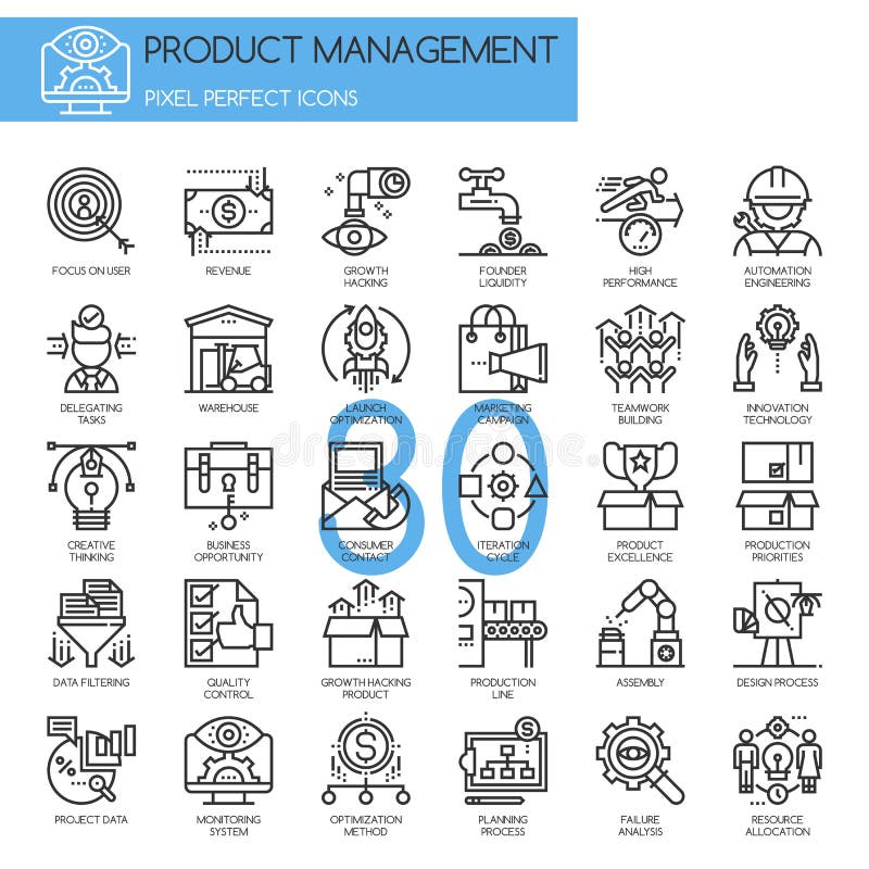 Product Management , Thin Line Icons Set Stock Vector - Illustration of ...