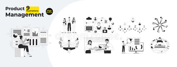 Product Management Workflow Outline Illustrations Mega Bundle Stock Vector - Illustration of ...