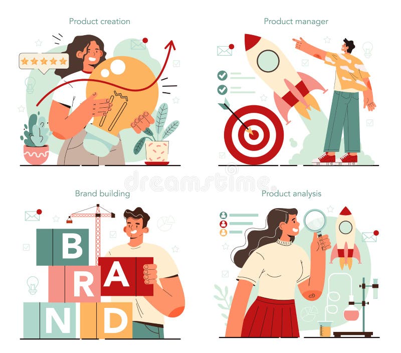 Product Manager Concept Set. Business Project Development, Stock Vector ...