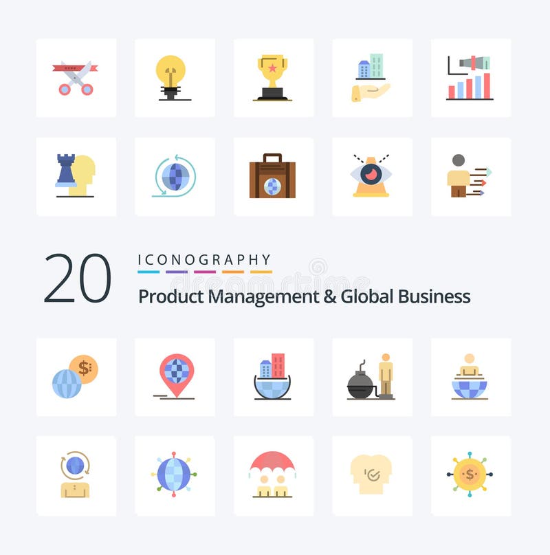 20 Product Managment and Global Business Flat Color Icon Pack Like ...