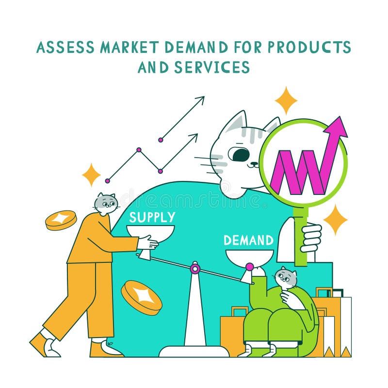 Product Marketing Cat. Flat Vector Stock Illustration - Illustration of ...