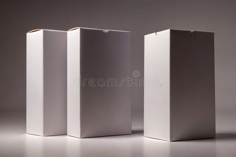 Product Packaging Mockup Photo of Set of White Box Tall Shape Stock ...