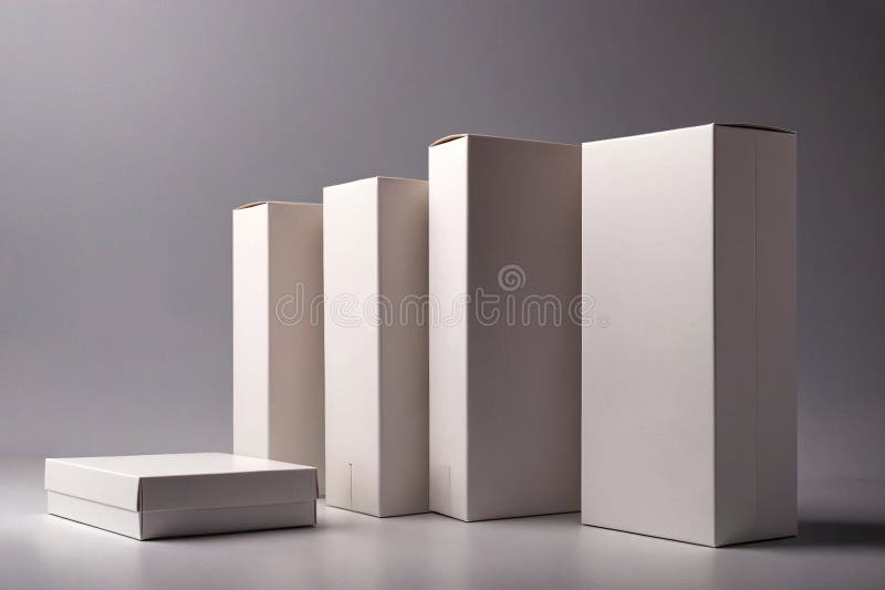Product Packaging Mockup Photo of Set of White Box Tall Shape Stock ...