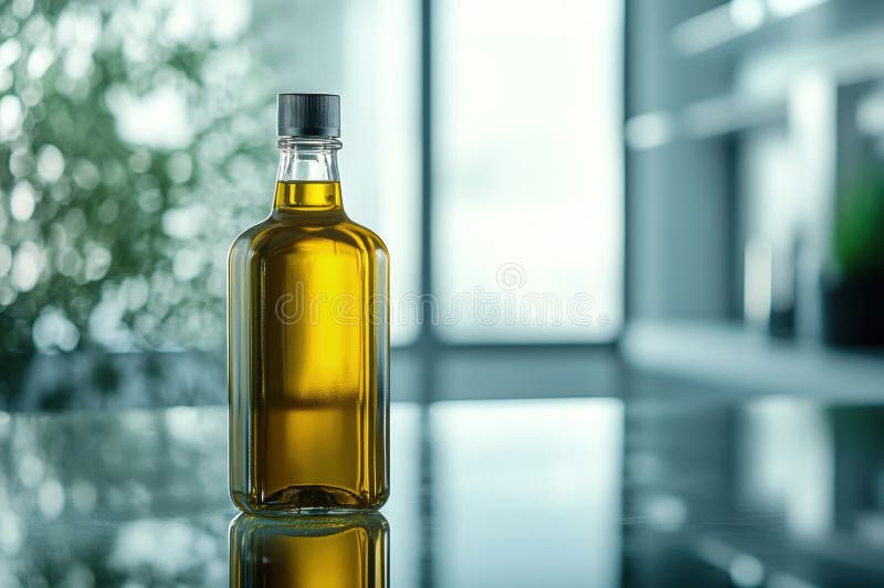 Product Photography, Stylish Display of Olive Oil Bottle on Glass Table ...