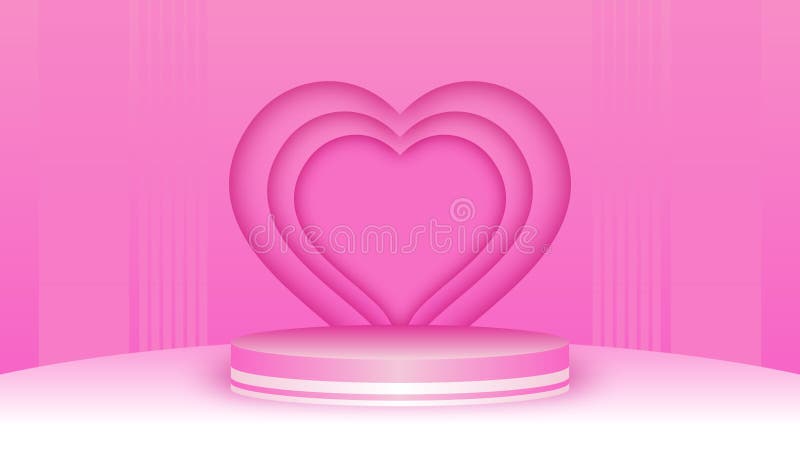 Product Podium Background, Pink Product Display Template with Love ...