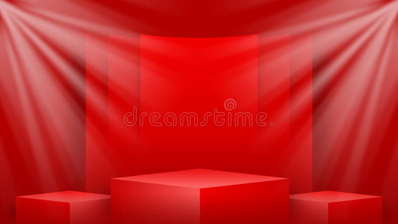 Product Podium Background, Red White Product Display Mockup Stock ...