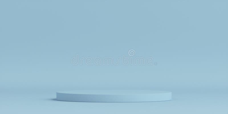 Product Podium - Blue Podium, Blue Background. 3D Illustration Stock ...