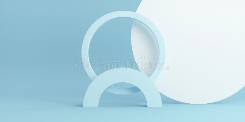 Product Podium - Circle Arrangement, Blue Background. 3D Illustration ...