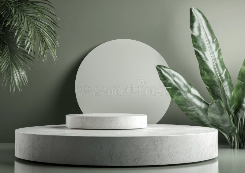 Product Podium - Green Background, Two Podiums Stock Illustration ...