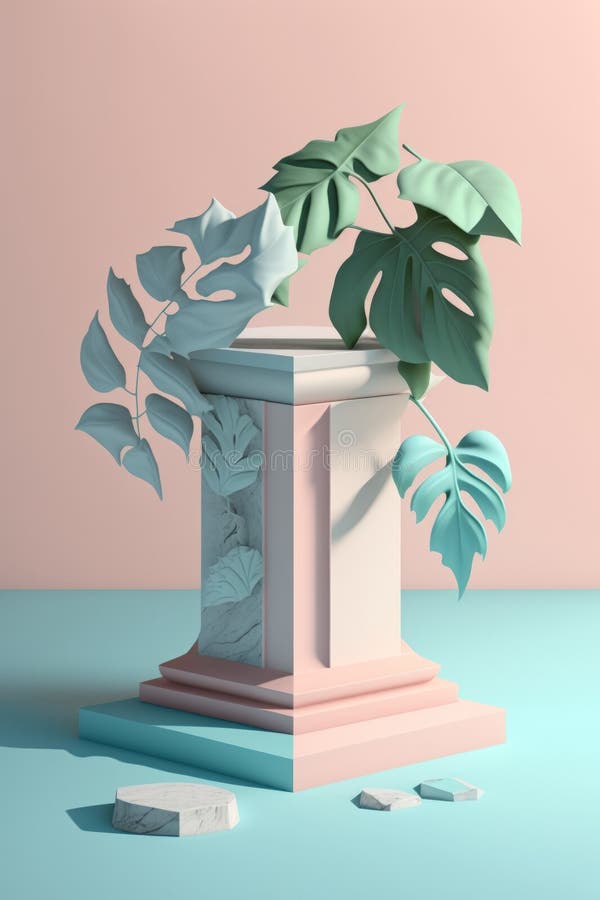 Product Podium Render Minimal White Stone Pedestal Stock Illustration ...