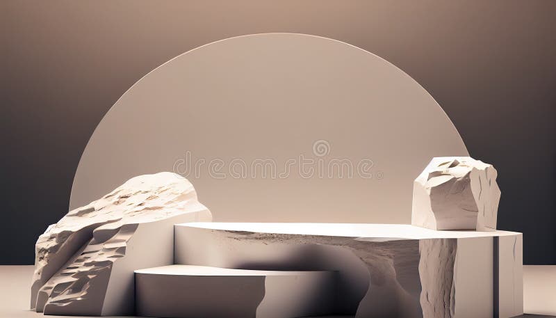 Product Podium Splay Stone Platform Template Empty Background Cosmetic ...