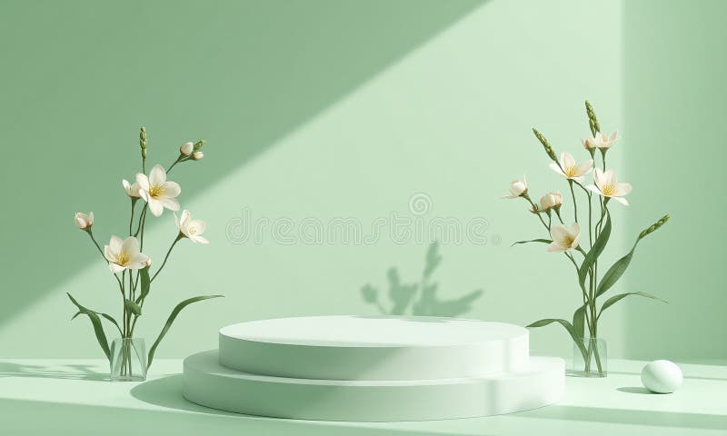 Product Podium with Spring Flowers in Pastel Colors for Product ...