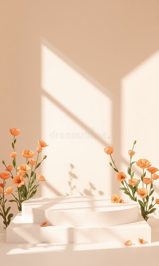 Product Podium with Spring Flowers in Pastel Colors for Product ...