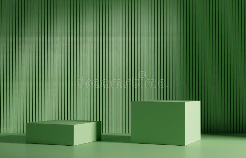 Product Podium - Two Green Square Podiums, Dramatic Green Background ...