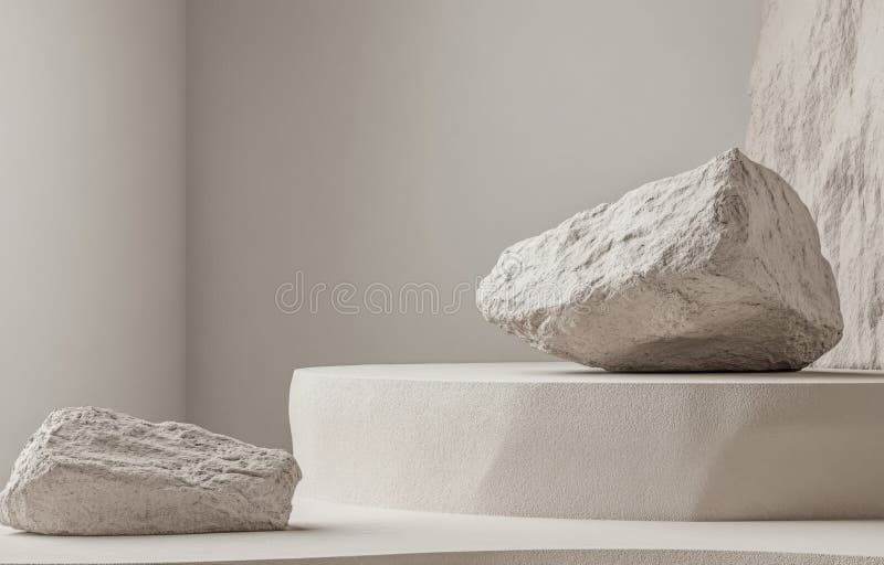 Product Podium - White Background, Rock Elements Stock Illustration ...