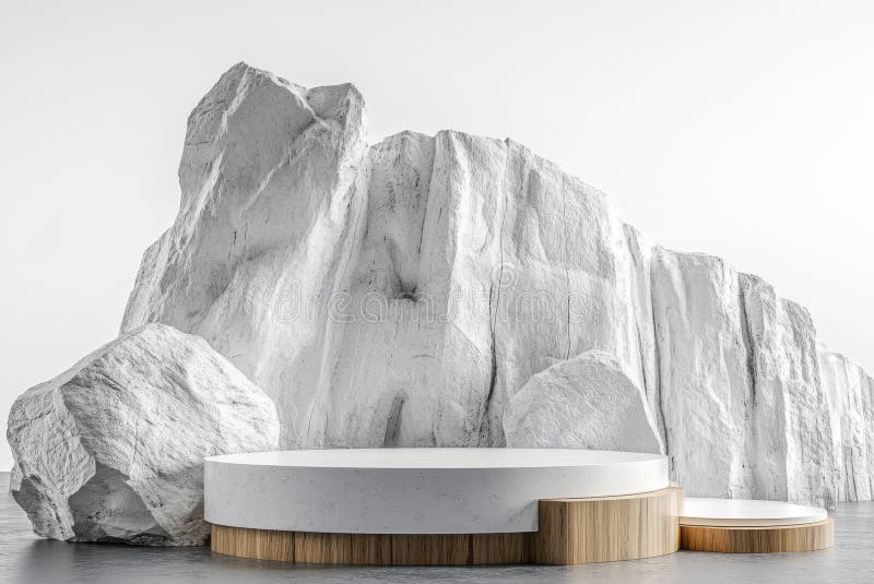 Product Podium - White Podium, White Background, Two Podiums Stock ...