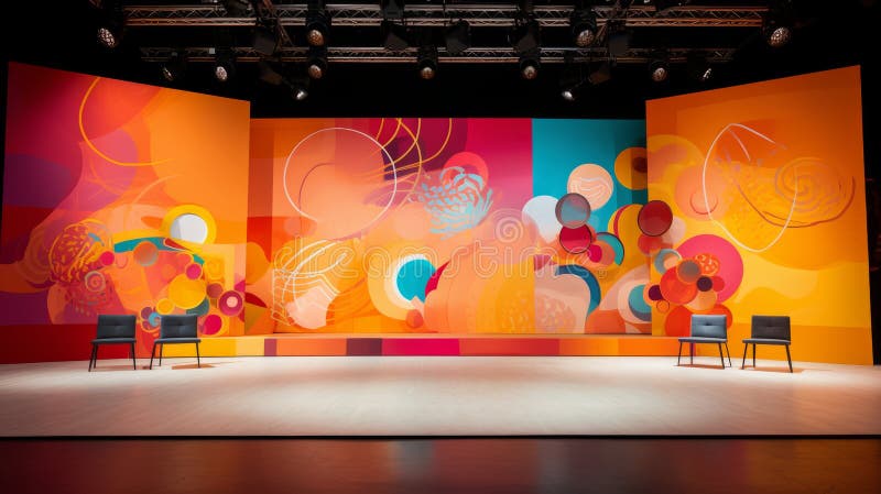 Product Presentation in a Thematic Backdrop Stock Illustration ...