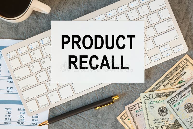 PRODUCT RECALL is Written in a Document on the Office Desk, Keyboard ...