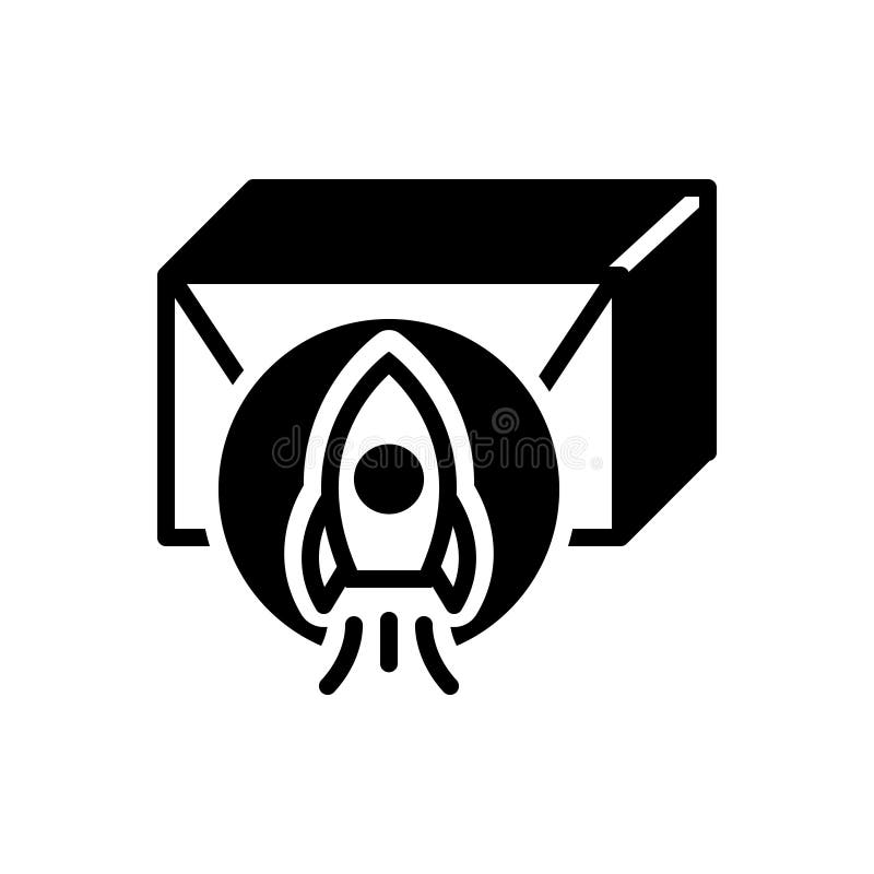 Black Solid Icon for Product Release, Product and Launch Stock Vector ...