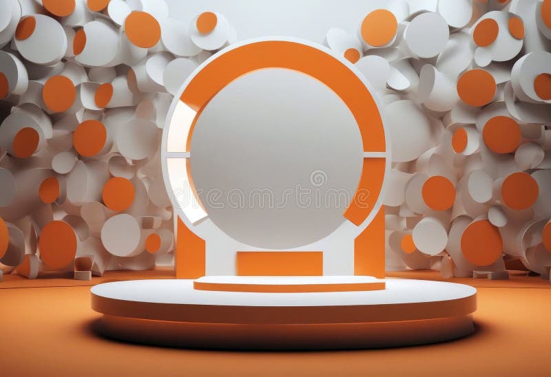 Product Rendering Orange 3d Podium Circles Poduim Dais Product Circle ...