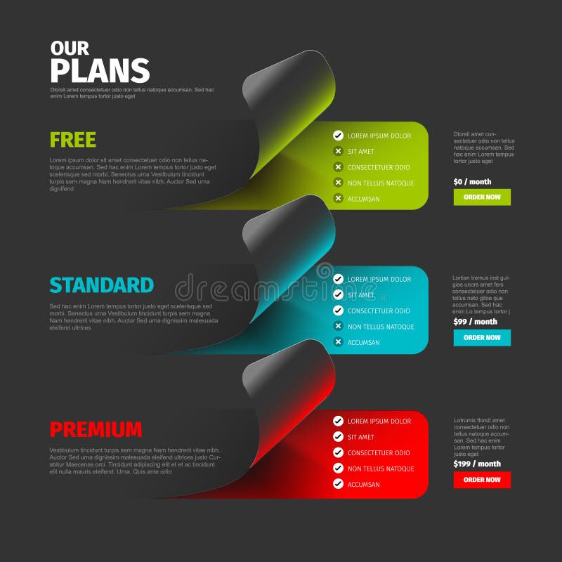 Product / Service Pricing Comparison Table Template Stock Vector ...