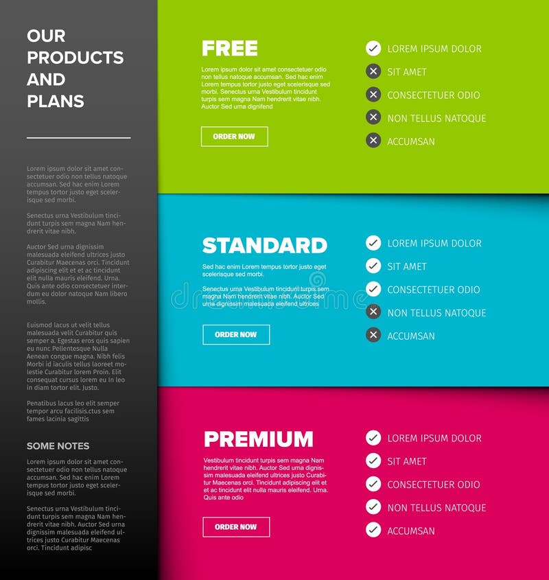 Product / Service Price Comparison Table Stock Vector - Illustration of ...
