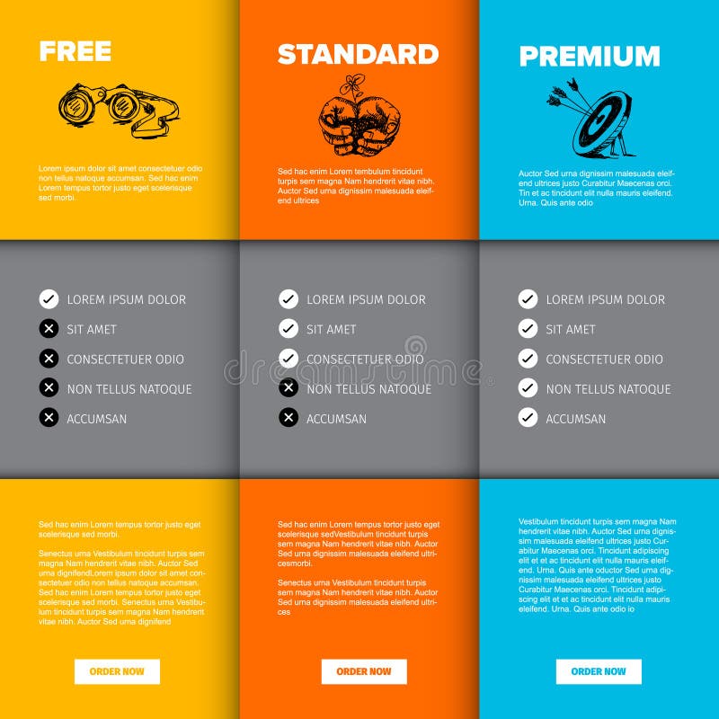 Product Service Price Comparison Table Stock Vector - Illustration of ...
