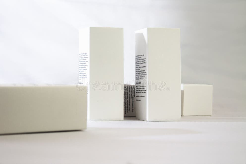 Product Shot of Four White Rectangular Boxes with Copy Space for Text ...