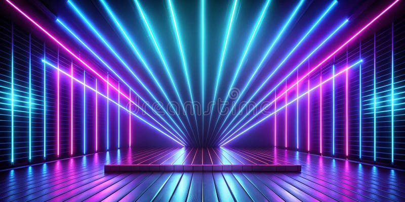 Product Showcase Background with Neon Lights and Rays Stock ...